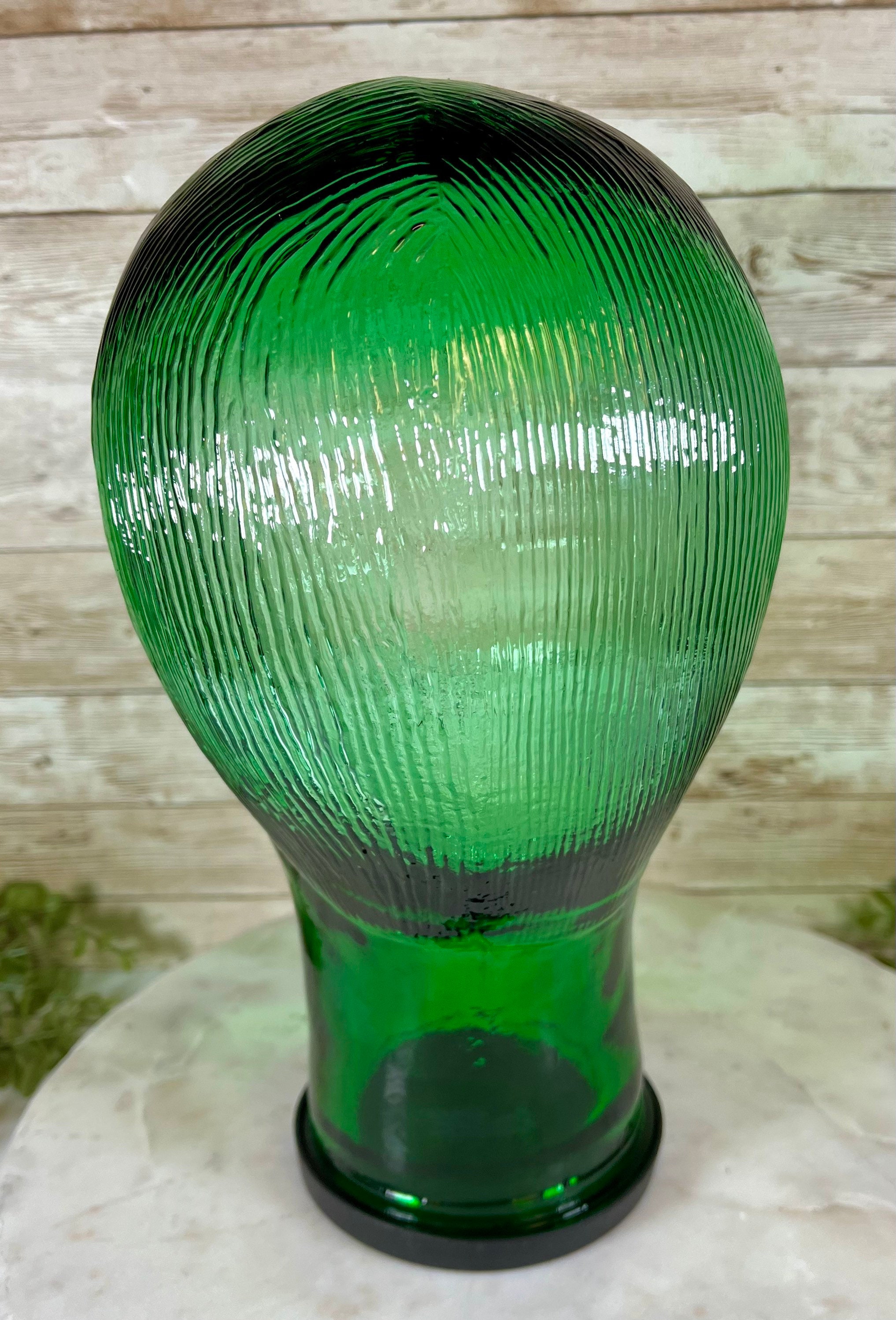 Green Glass Display Head with 20s Flapper Hairstyle | Green Glass ...