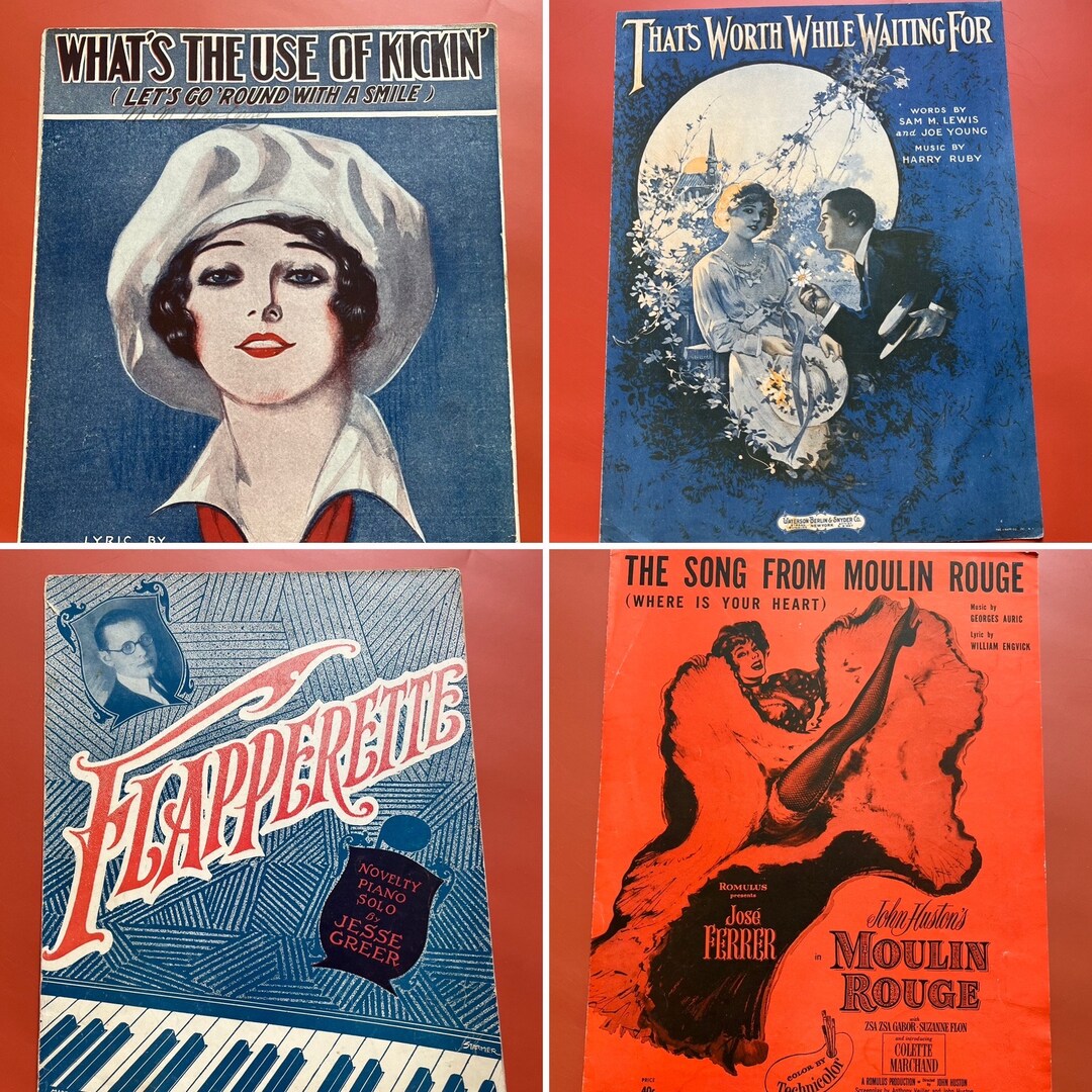Antique 1900s Sheet Music | Set of 4, Vintage Art Covers - Etsy