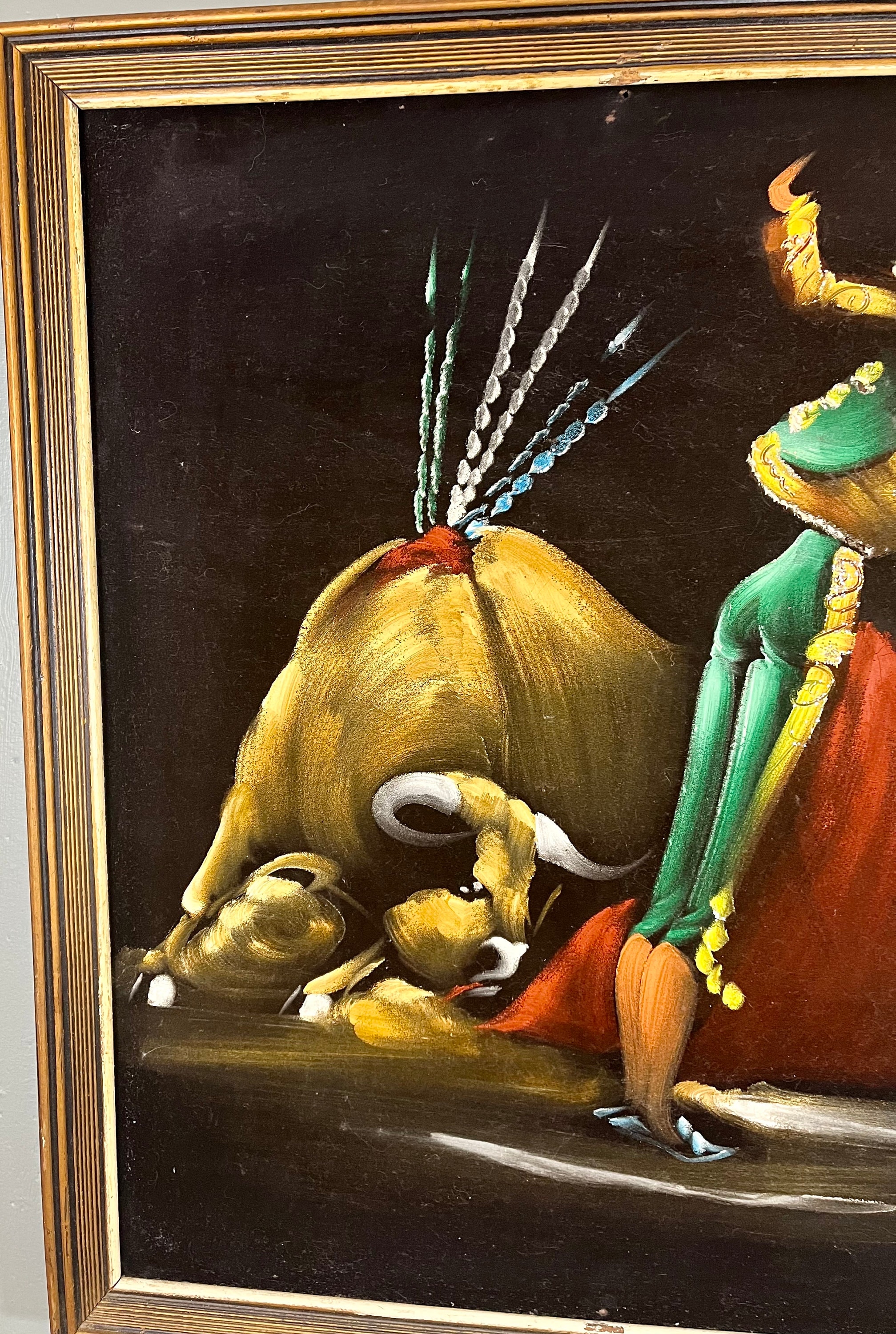 Vintage Framed Black Velvet Matador Painting | Vintage Bull Fighter ...
