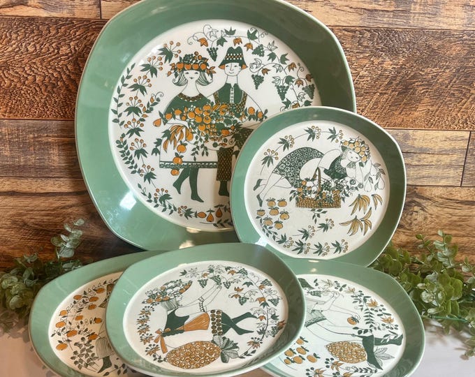 Vintage Figgjo Flint Sicilia Plate Set - Etsy
