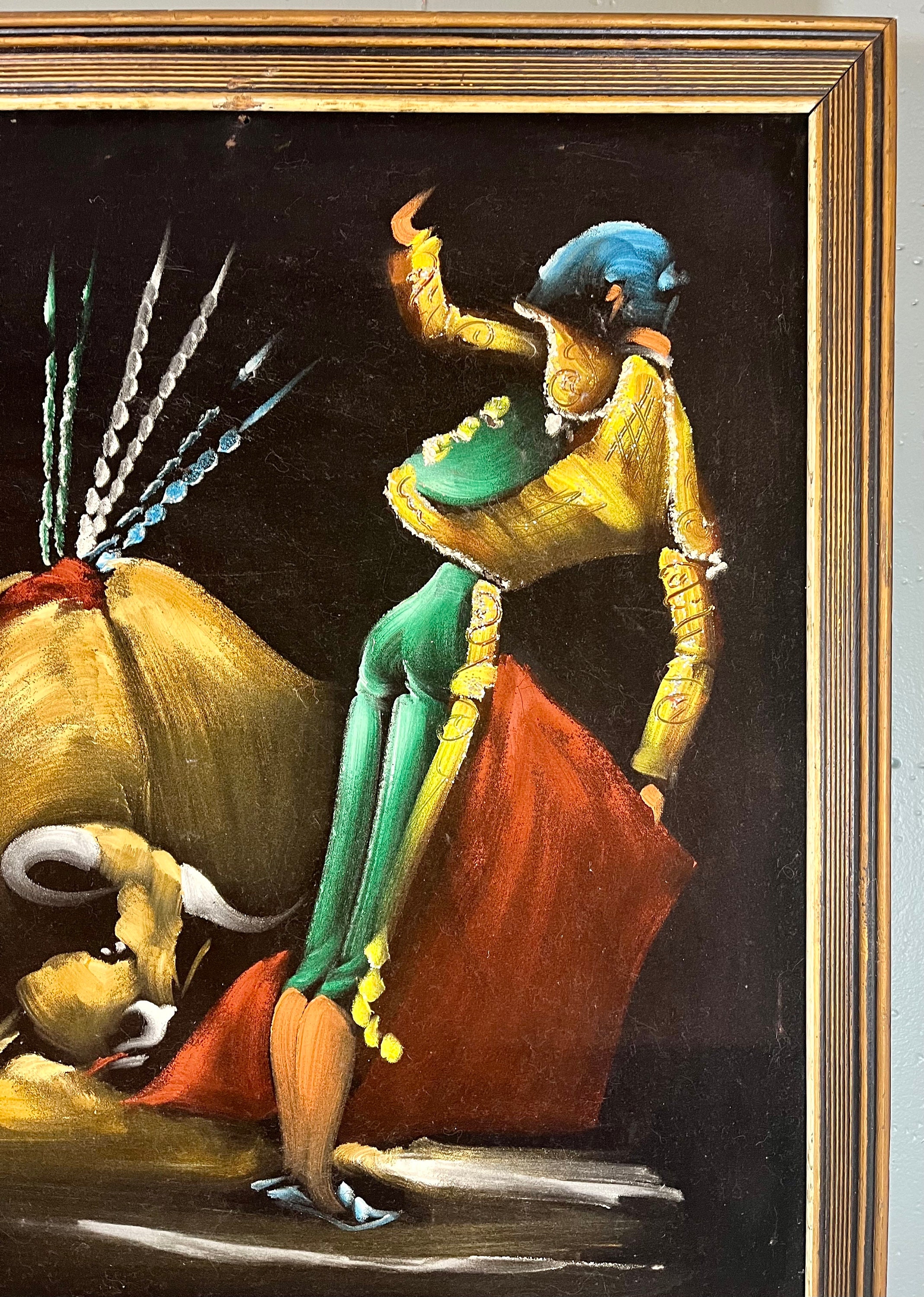 Vintage Framed Black Velvet Matador Painting | Vintage Bull Fighter ...