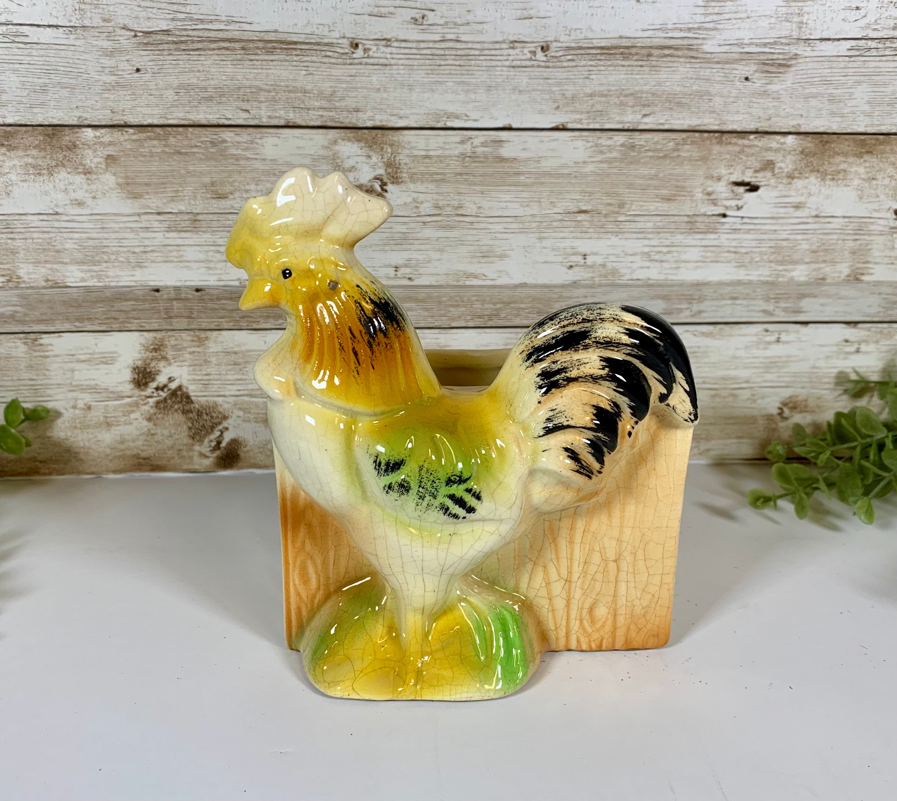 Vintage Ceramic Rooster Planter | Chicken and Rooster Decor | Vintage ...
