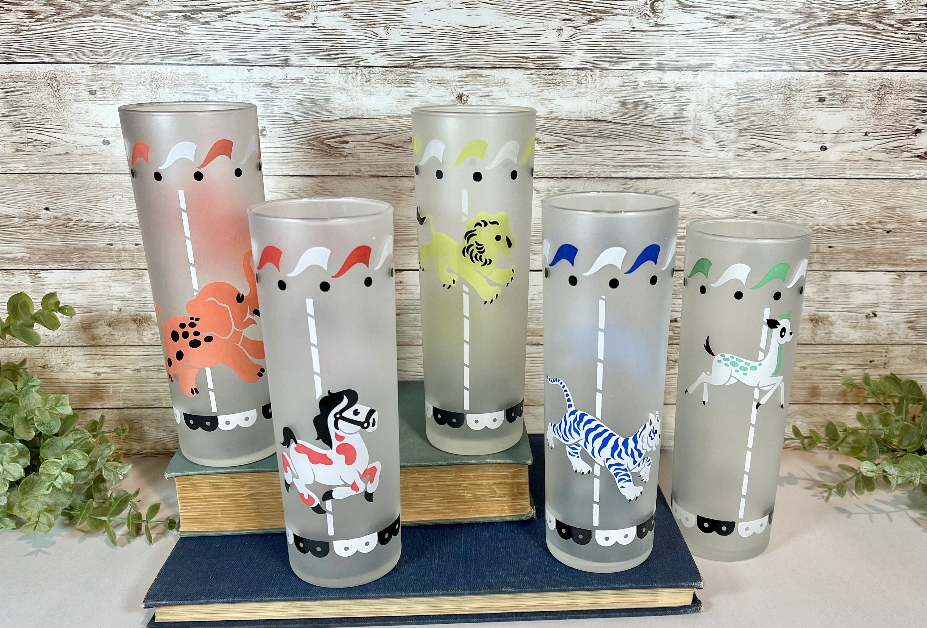 Vintage 1950s Libbey Carousel Glass | Libbey Frosted Merry Go Round ...