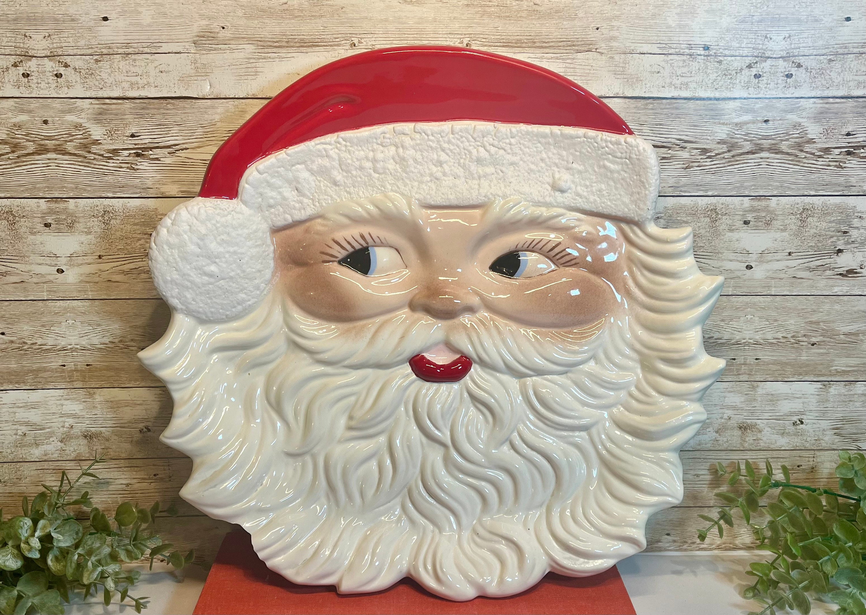 Vintage Santa Platter | vintage hanging Santa plate | Santa cookie plate