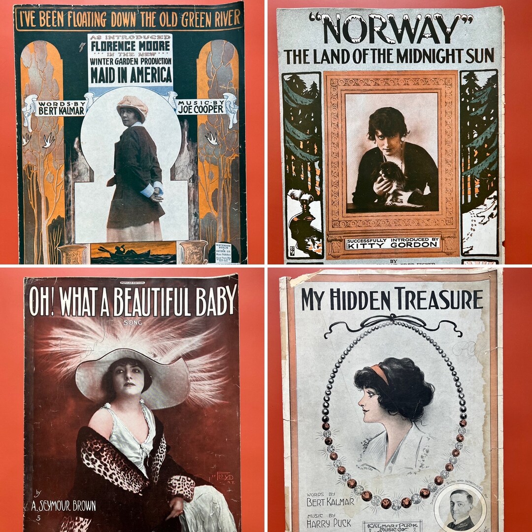 Vintage 1900s Sheet Music Set: Antique Art Decor - Etsy