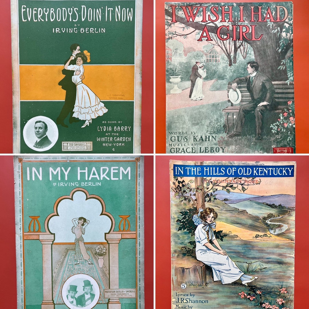 Vintage Early 1900s Sheet Music set of 4 Antique Sheet Music 26 - Etsy
