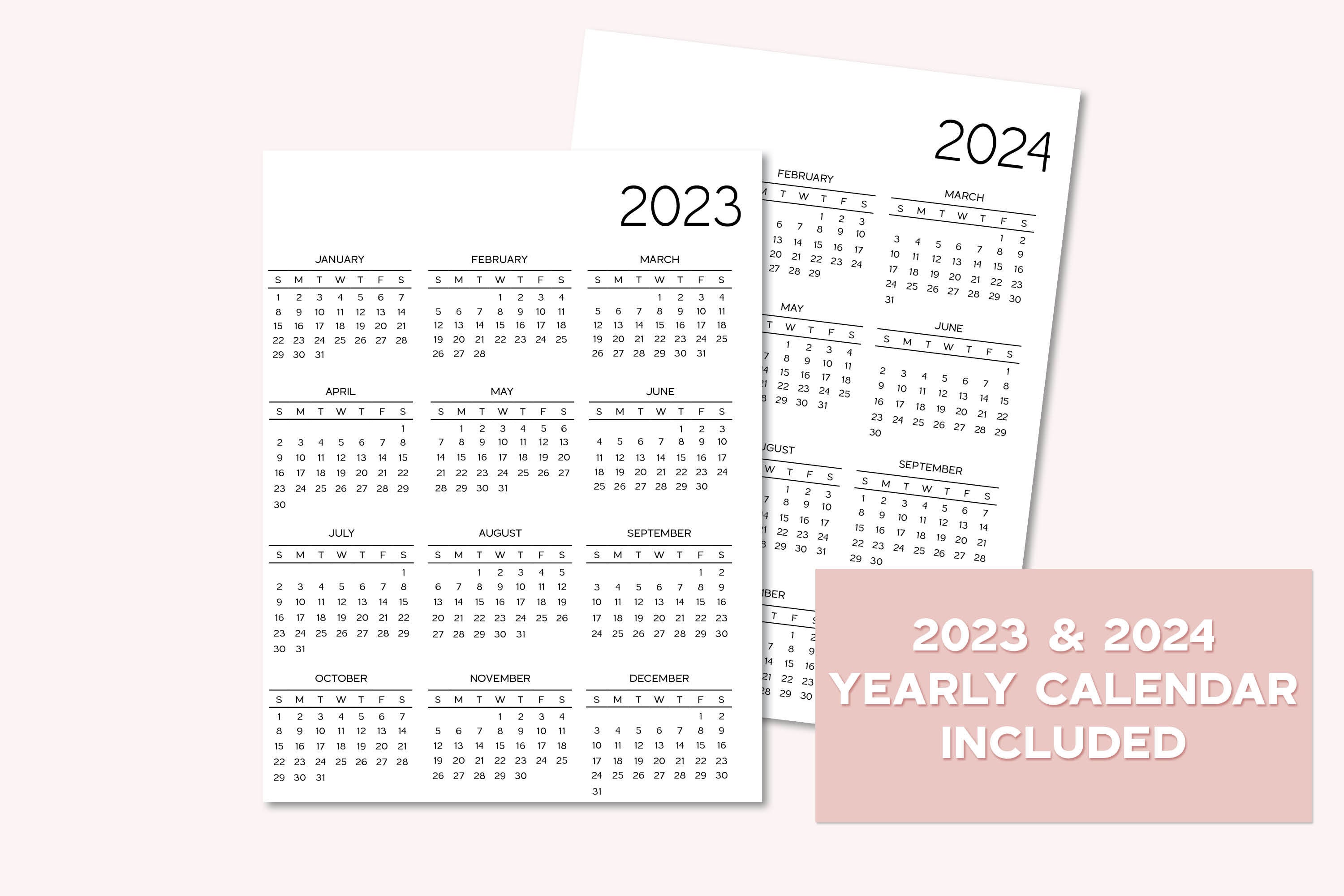 2023-2024 Minimalist Monthly Calendars Digital or Printable PDF Instant ...