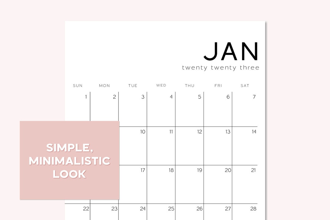 2023-2024 Minimalist Monthly Calendars | Digital or Printable PDF ...