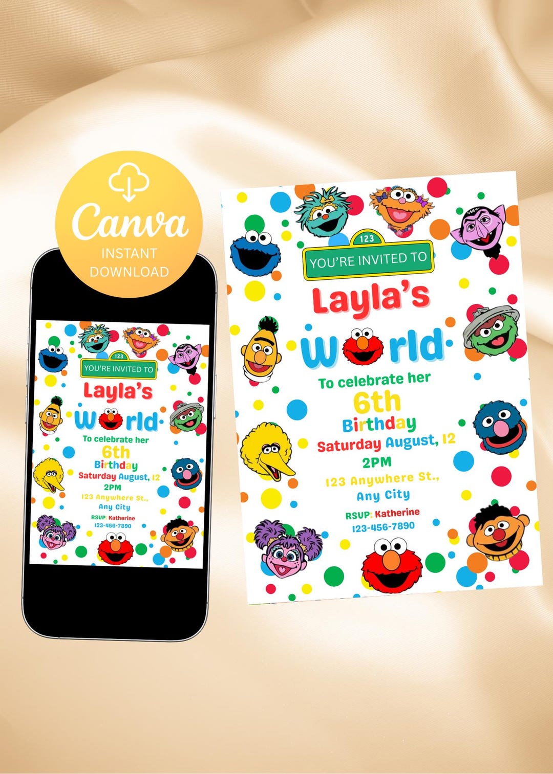 Elmo Birthday Invitation Template: Printable Kids Party Invite (digital ...