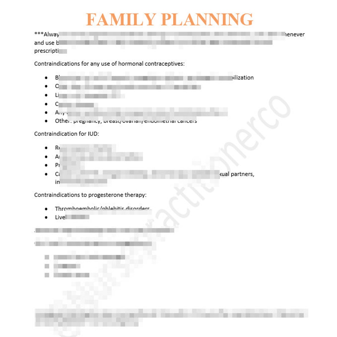 Women's Health FNP Clinical Notes-birth Control/family Planning - Etsy