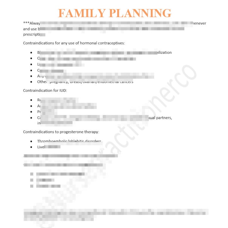 Women's Health FNP Clinical Notes-birth Control/family Planning - Etsy