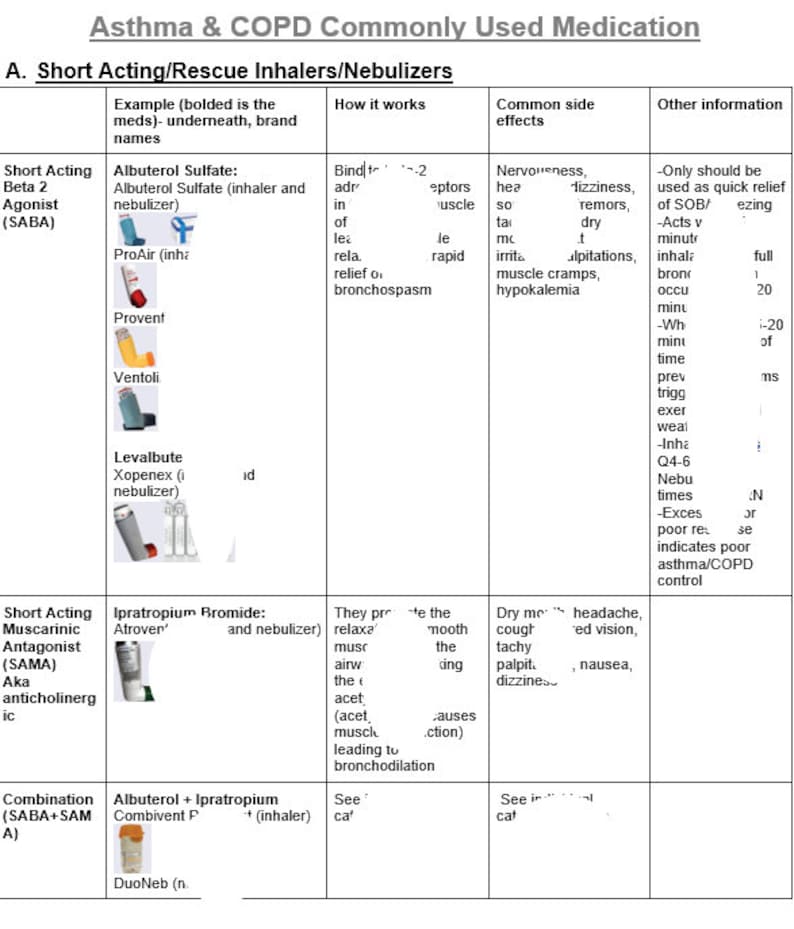Asthma/copd Respiratory Medication and Guidelines - Etsy
