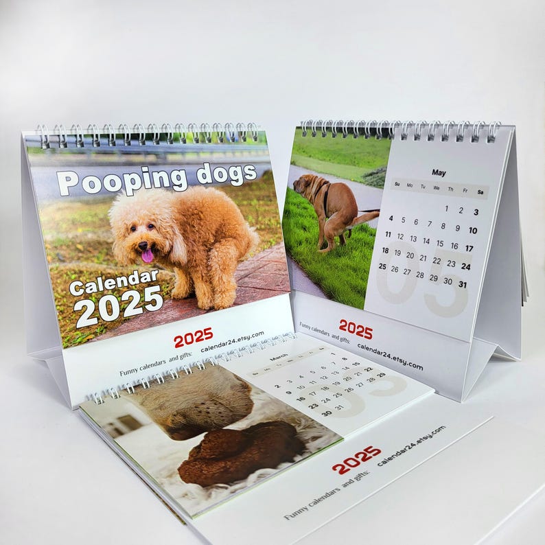 Pooping Dogs 2025 Desk Calendar, Dog Lover Gift, Funny Dog Calendar ...