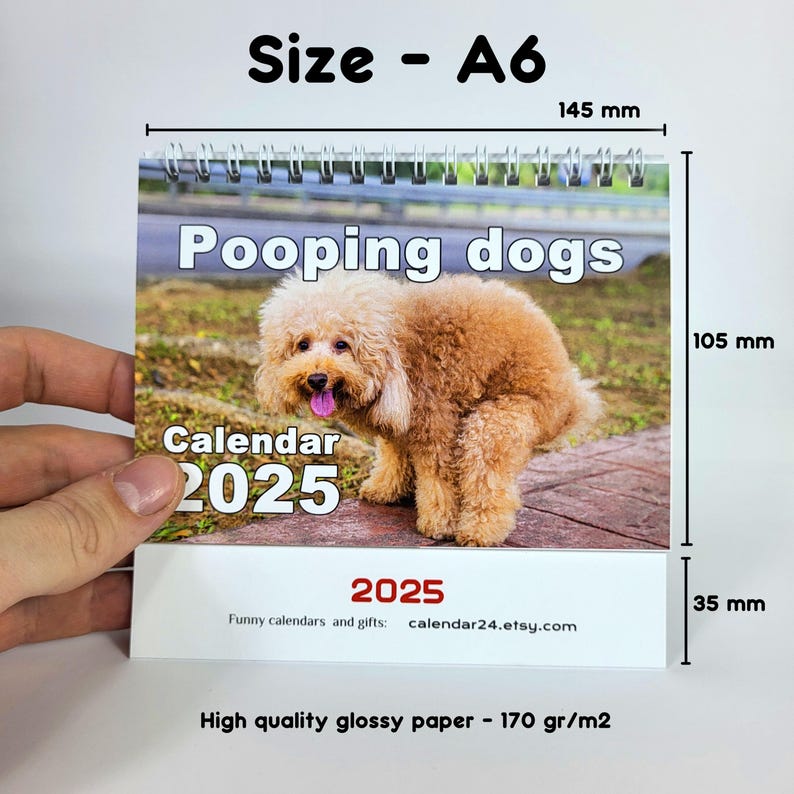 Pooping Dogs 2025 Desk Calendar, Dog Lover Gift, Funny Dog Calendar ...