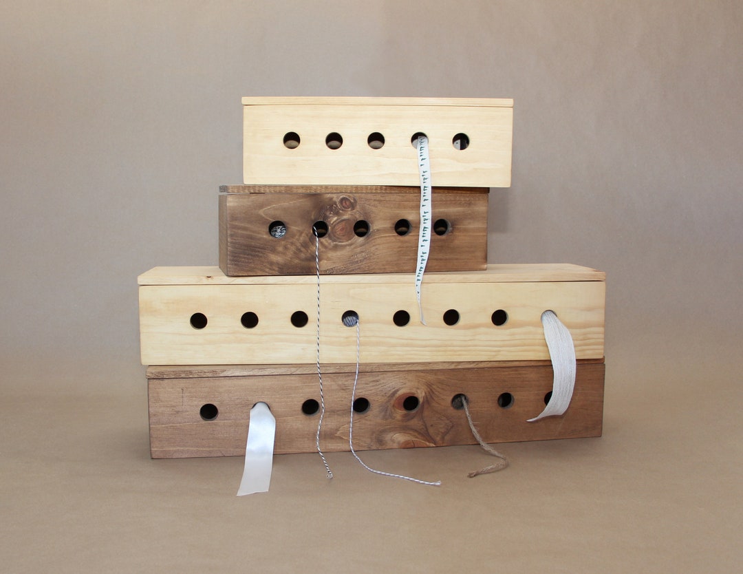 Ribbon Organizer Box Rustic Wooden Two Sizes, Two Colours - Etsy