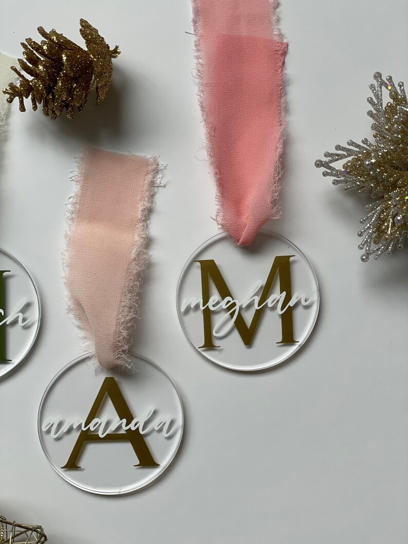 Customizable Acrylic Name Ornament | Custom Gift Tag | Monogram ...