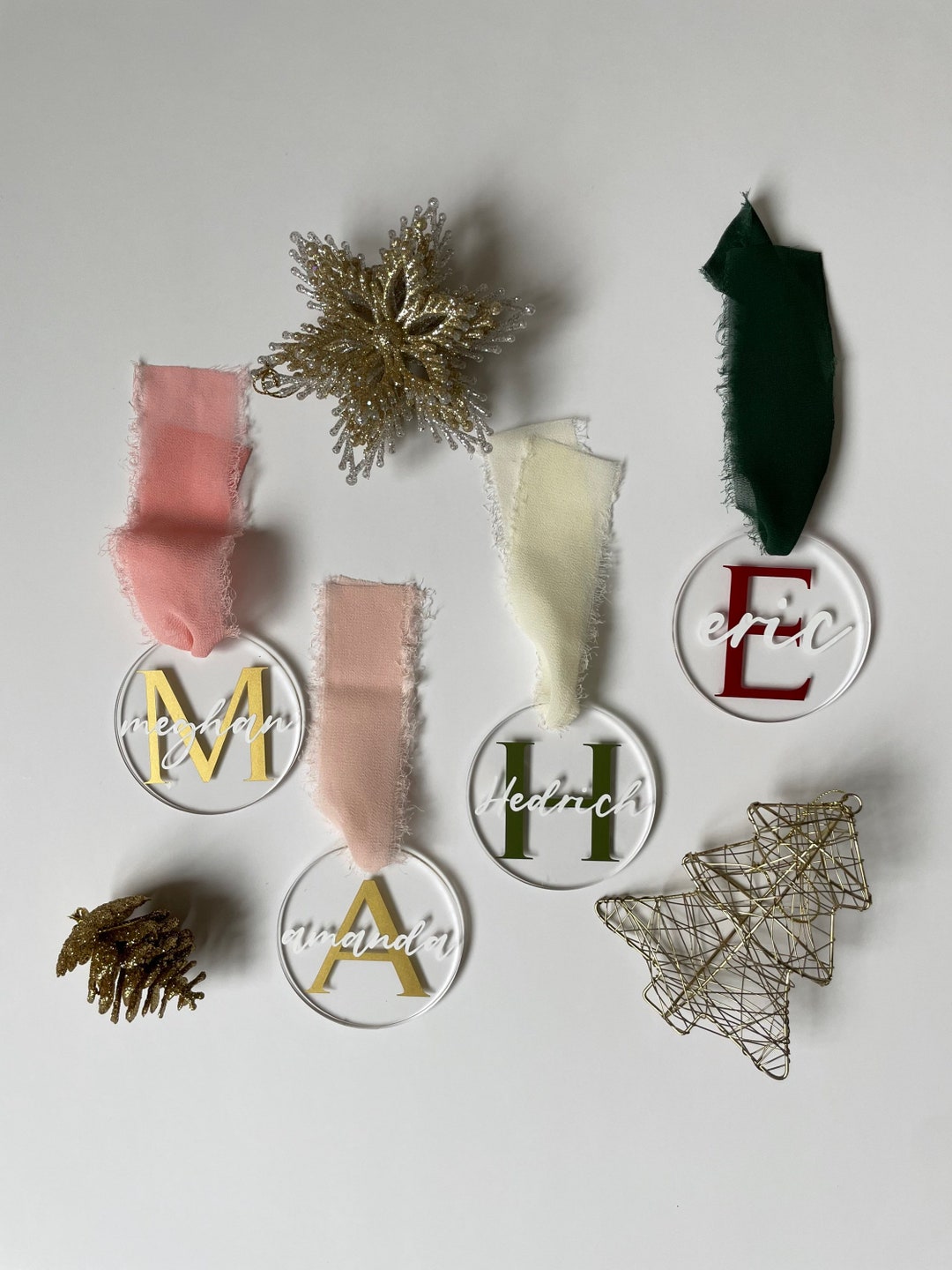 Customizable Acrylic Name Ornament | Custom Gift Tag | Monogram ...