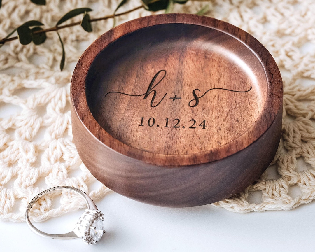 Personalized Wooden Ring Dish | Custom Jewelry Dish | Engraved Ring ...