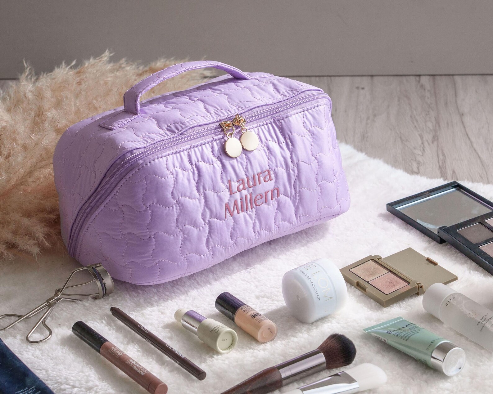 Personalized Makeup Bag, Large Capacity Embroidered Makeup Organizer ...