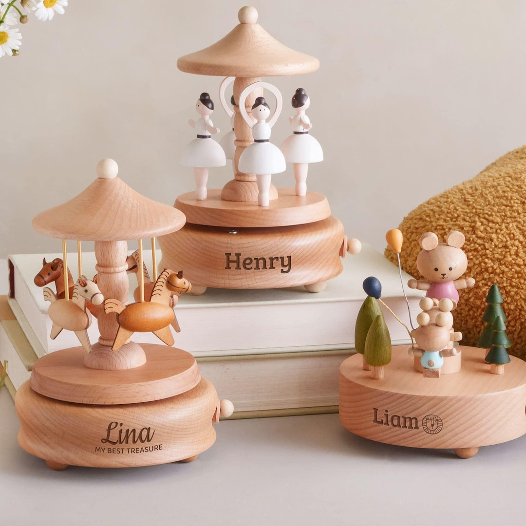 Personalized Wooden Music Box, Keepsake Gift for Kids, Baby Shower Gift ...