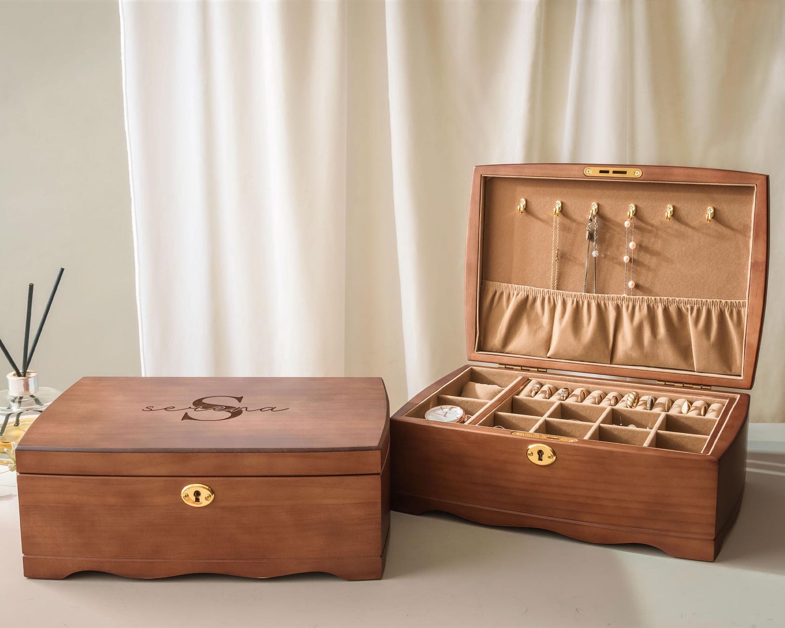 Personalized Wooden Jewelry Box, Retro Jewelry Box, Personalized Gift ...