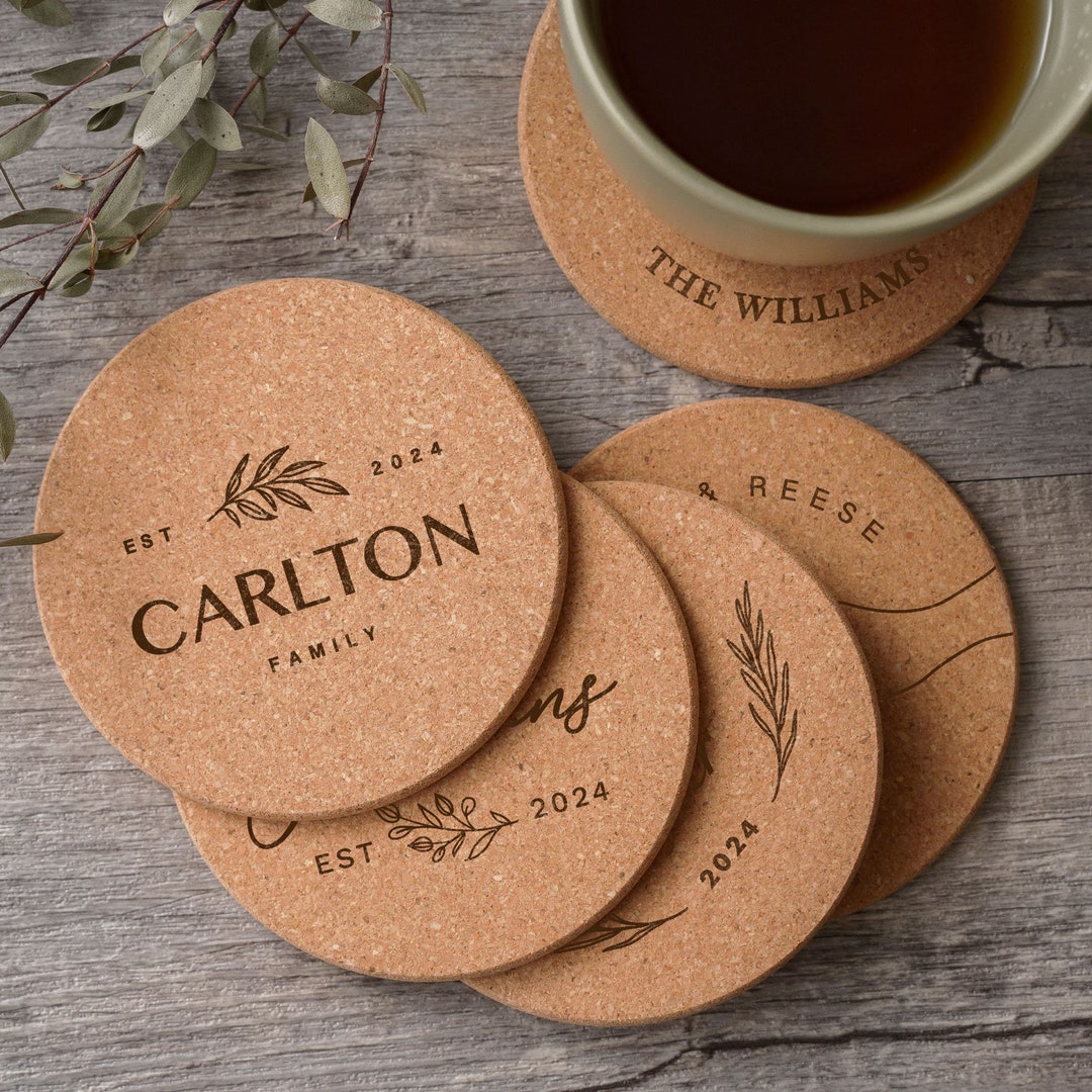 Custom Cork Coasters Set of 100, Wedding Favors for Guests, Engraved ...