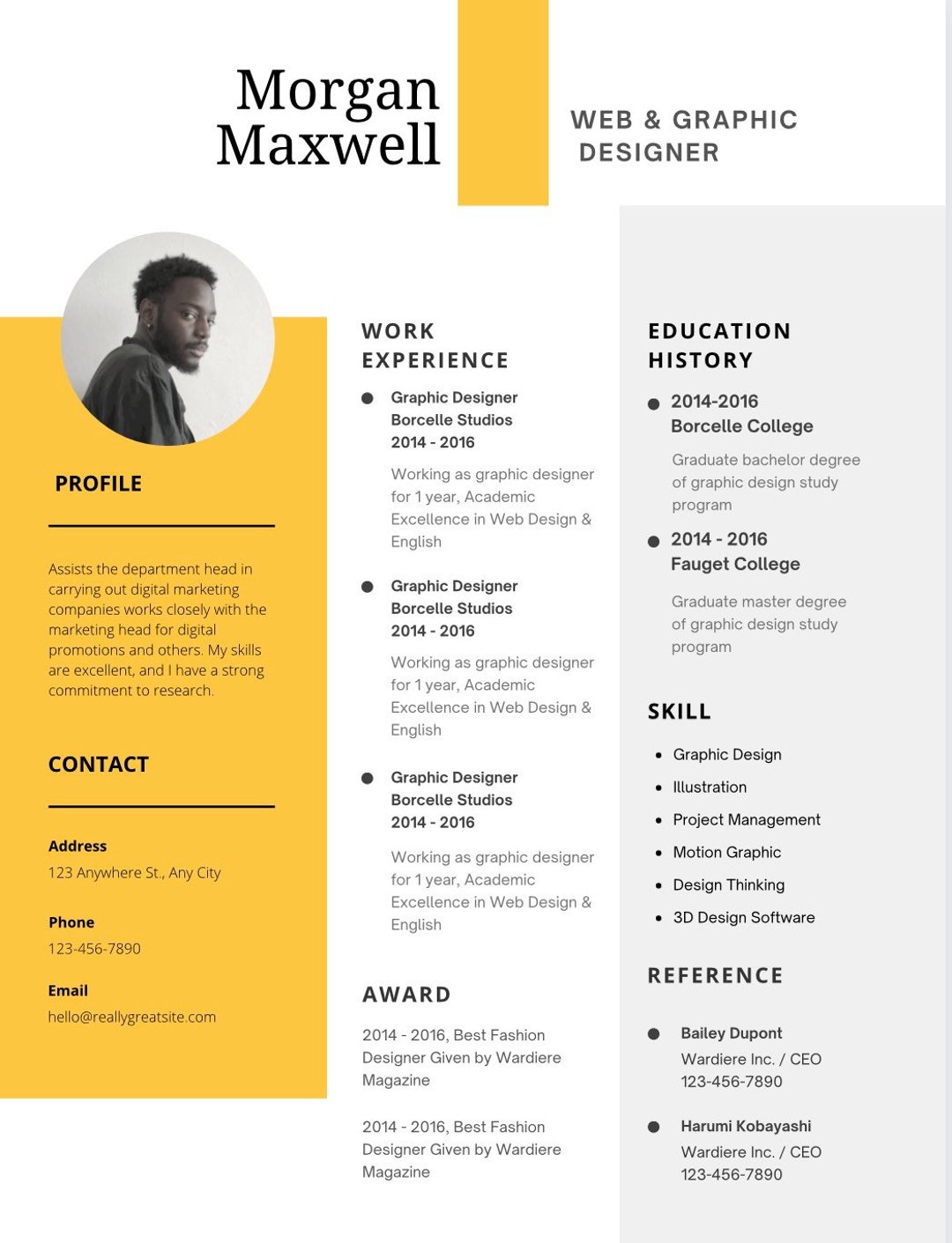 Resumè Template - Etsy