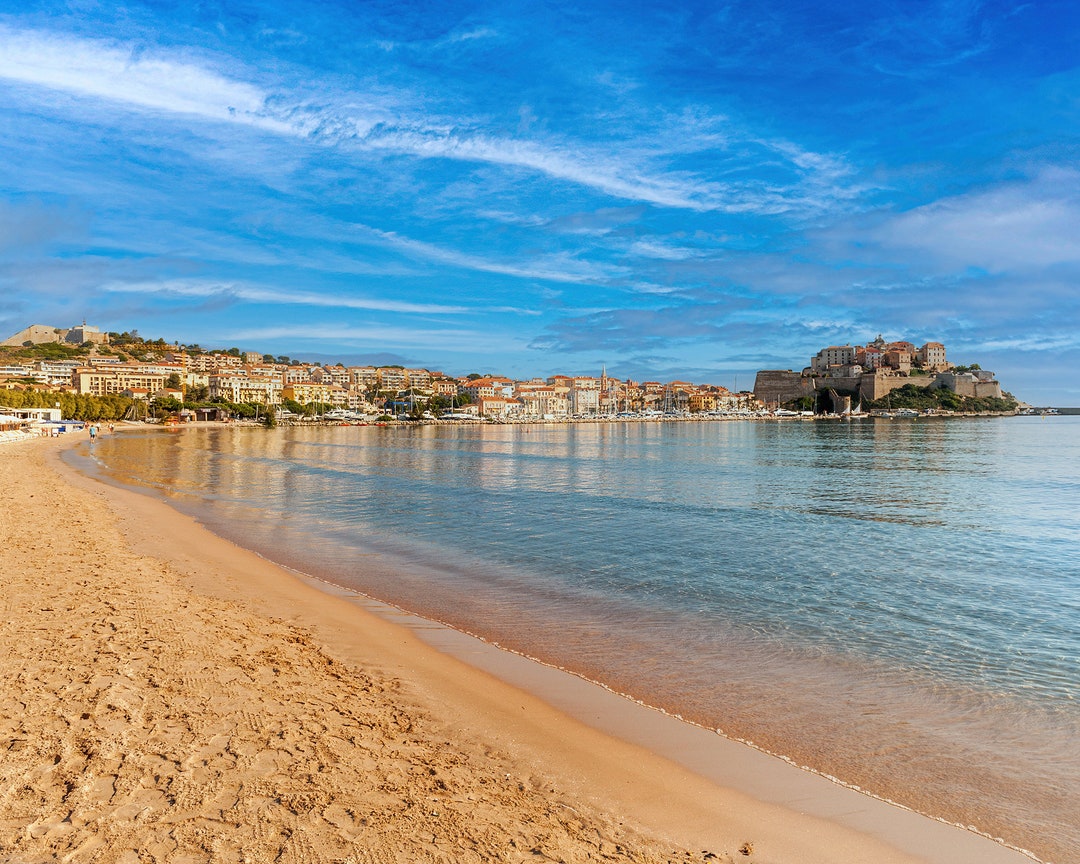 Calvi Bay Sandy Beach and Calvi Town on the Beautiful - Etsy