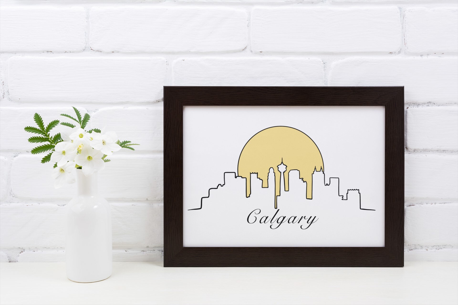 Calgary Skyline Digital Drawing | Digital Download | One Line Art - Etsy