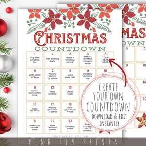 Printable Christmas Countdown for Adults, Christmas Movie Advent ...