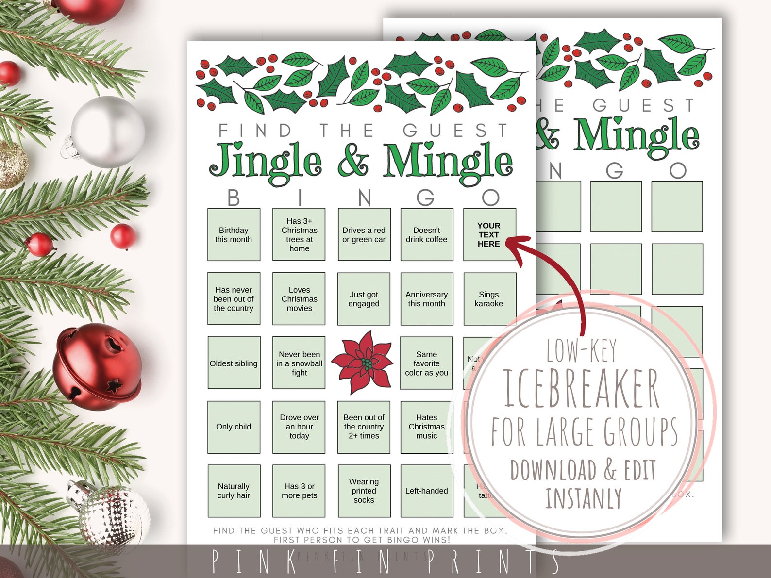 Find the Guest Christmas Bingo Printable Ice Breaker Games - Etsy