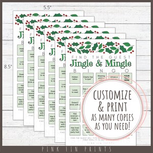 Find the Guest Christmas Bingo Printable, Ice Breaker Games for Work ...