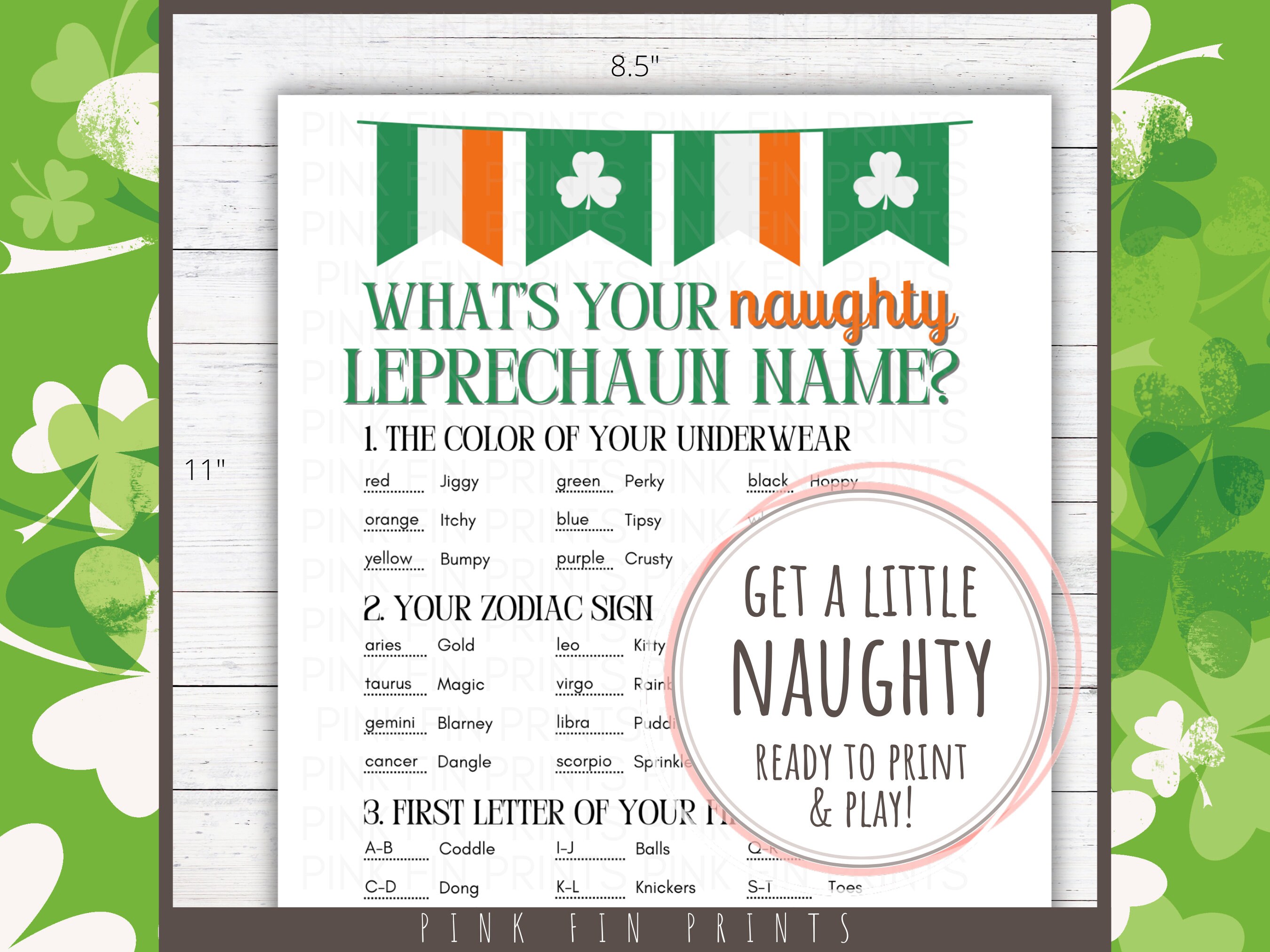 Naughty Leprechaun Name Generator Game for Adults, St Patricks Themed ...