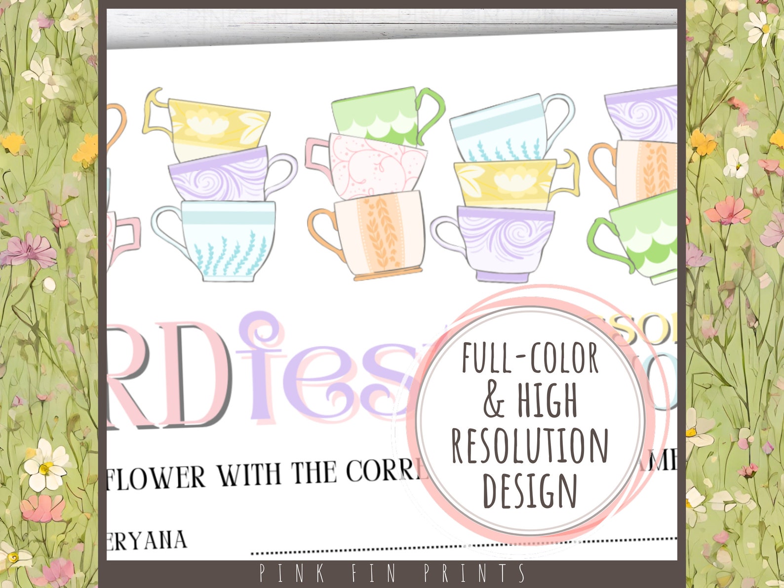 Word Matching Tea Party Game, Mothers Day Garden Party Games for Groups ...