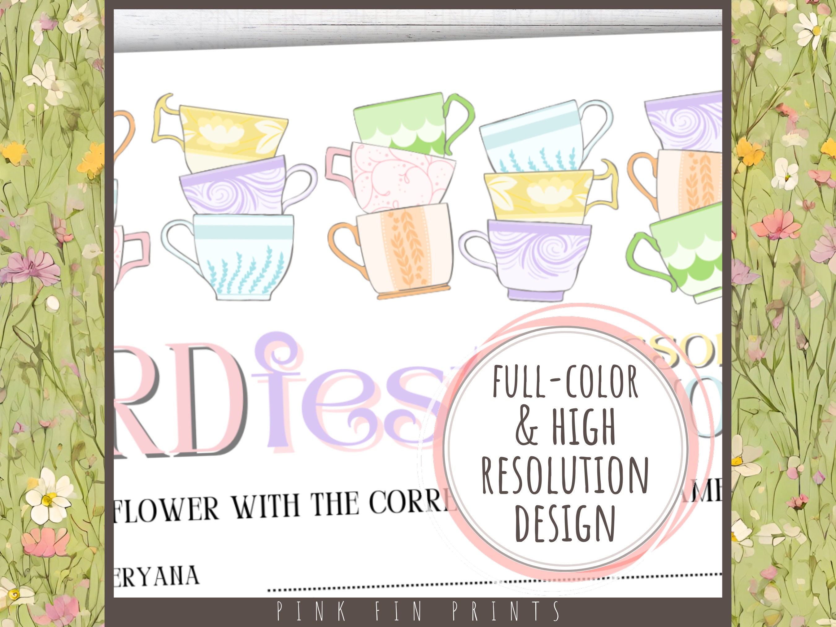 Word Matching Tea Party Game, Mothers Day Garden Party Games for Groups ...