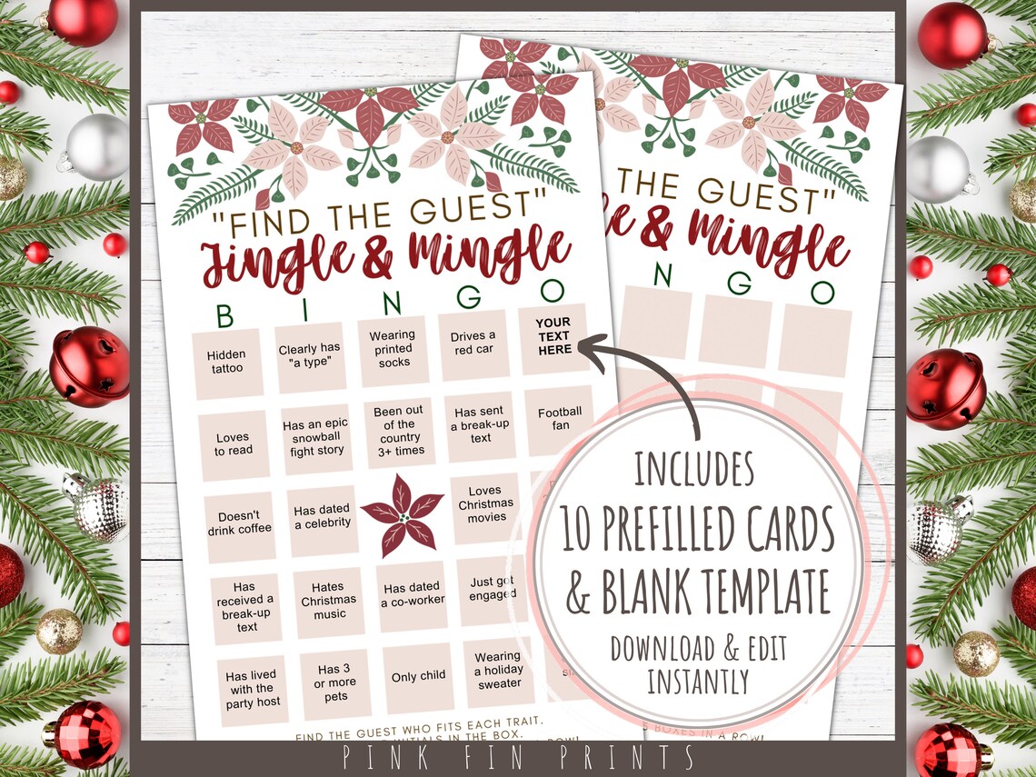 Find the Guest Christmas Bingo Large Group Games, Holiday Bingo for ...