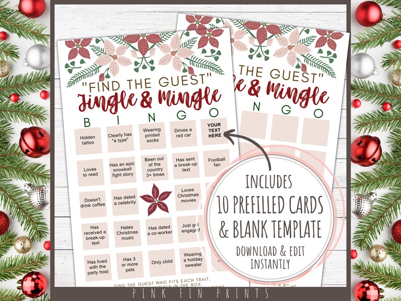 Find the Guest Christmas Bingo Large Group Games, Holiday Bingo for ...