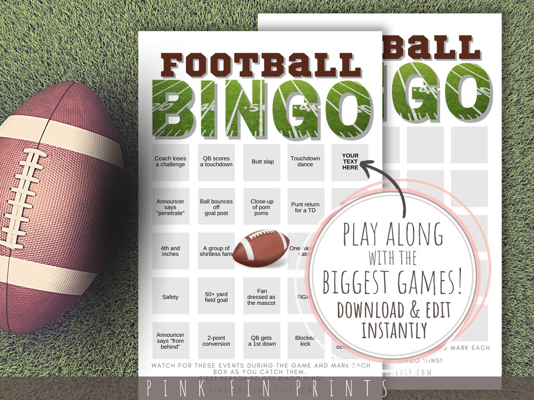 Football Bingo, Bar Game Printable, College Football Party Games ...