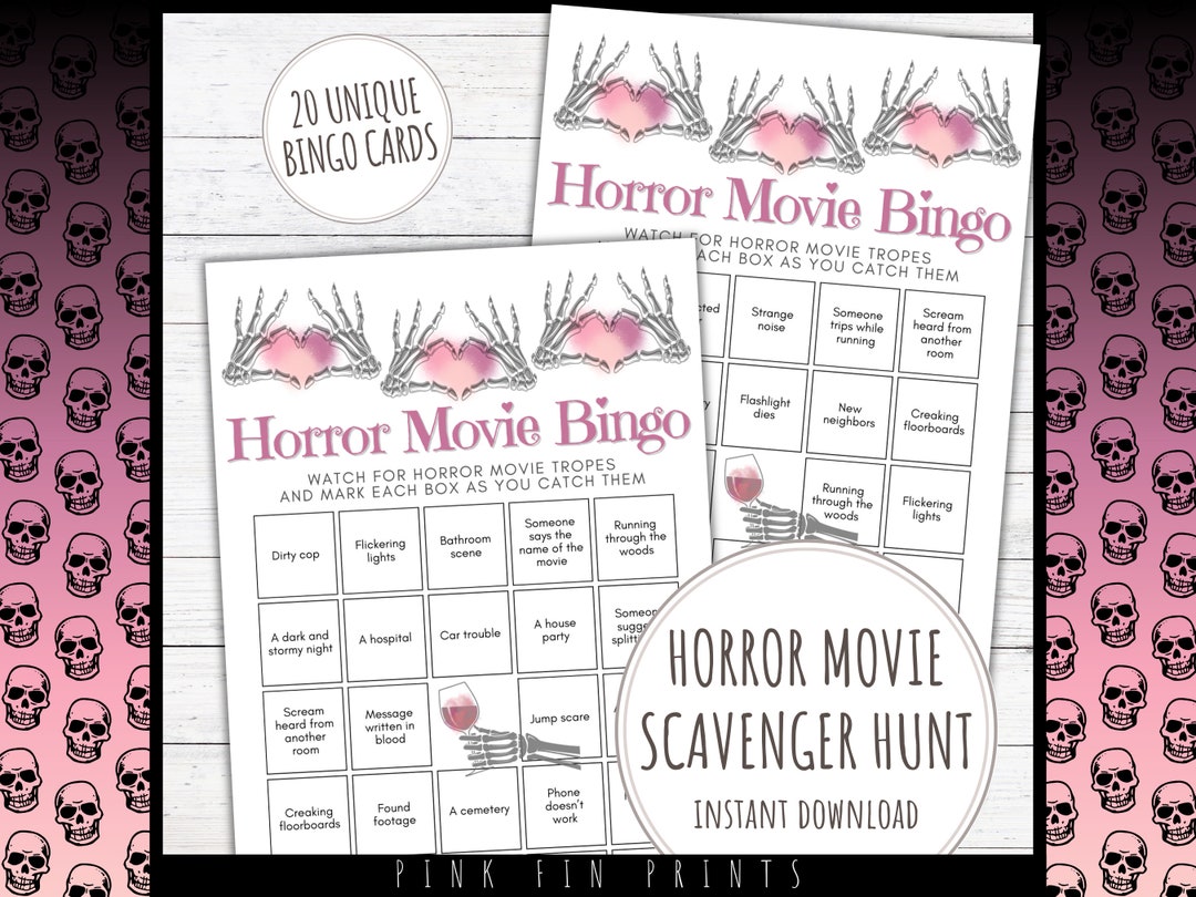 Horror Movie Bingo, Movie Scavenger Hunt, Pastel Halloween Bingo for ...