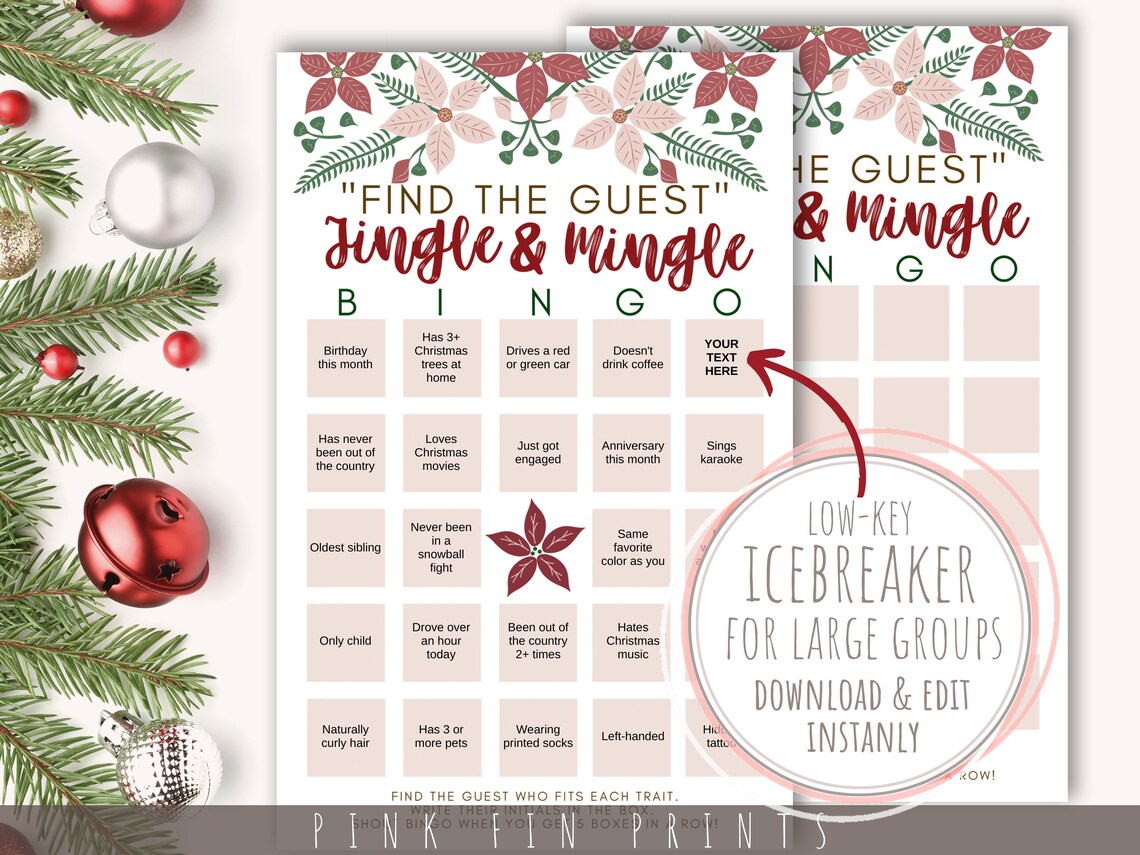 Find the Guest Christmas Bingo Large Group Games Holiday - Etsy