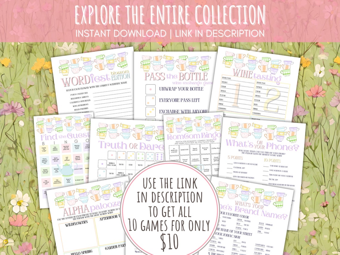 Word Matching Tea Party Game, Mothers Day Garden Party Games for Groups ...
