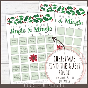 Find the Guest Christmas Bingo Printable Ice Breaker Games - Etsy