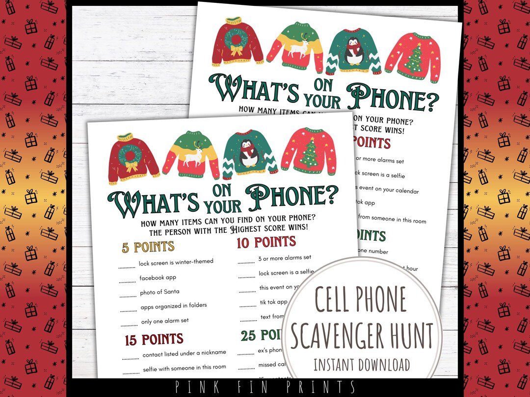 Whats on Your Phone Christmas Game, Friendsmas Party Games for Group ...