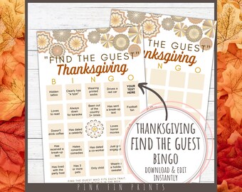 Printable Fall/autumn Bingo Thanksgiving Game Thanksgiving - Etsy