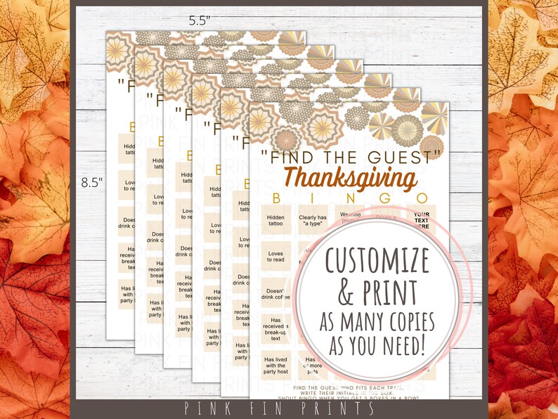 Find the Guest Thanksgiving Bingo, Thanksgiving Games for Adults ...