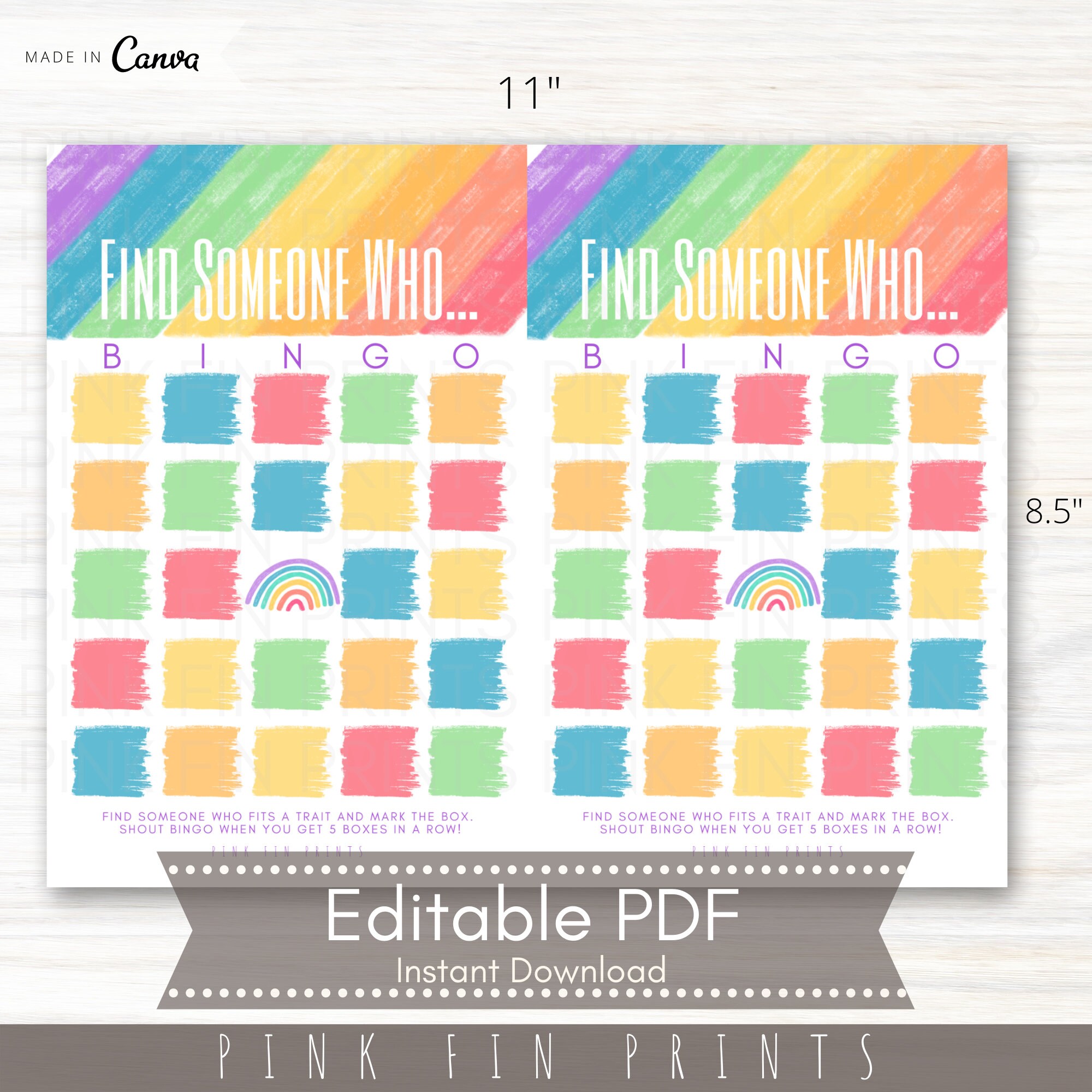 Find Someone Who Bingo for Rainbow Bachelorette Party Adult - Etsy