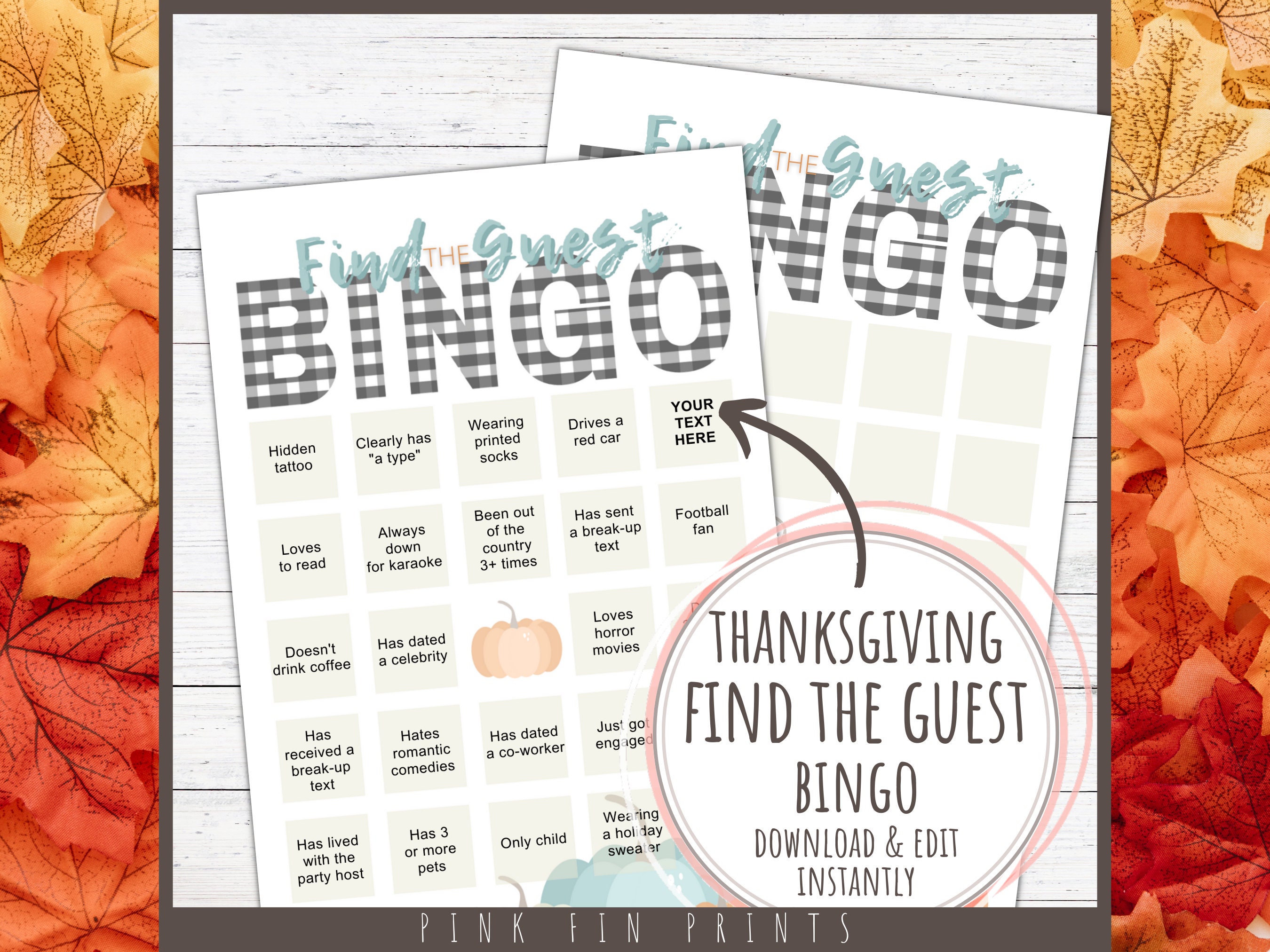 Thanksgiving Find the Guest Bingo, Printable Thanksgiving Games for ...