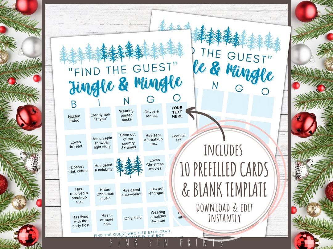 Find the Guest Winter Bingo, Ice Breaker Games for Work, Holiday Mix ...
