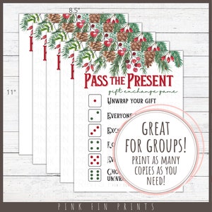 Christmas Gift Exchange Game Printable, Pass the Present Game for ...