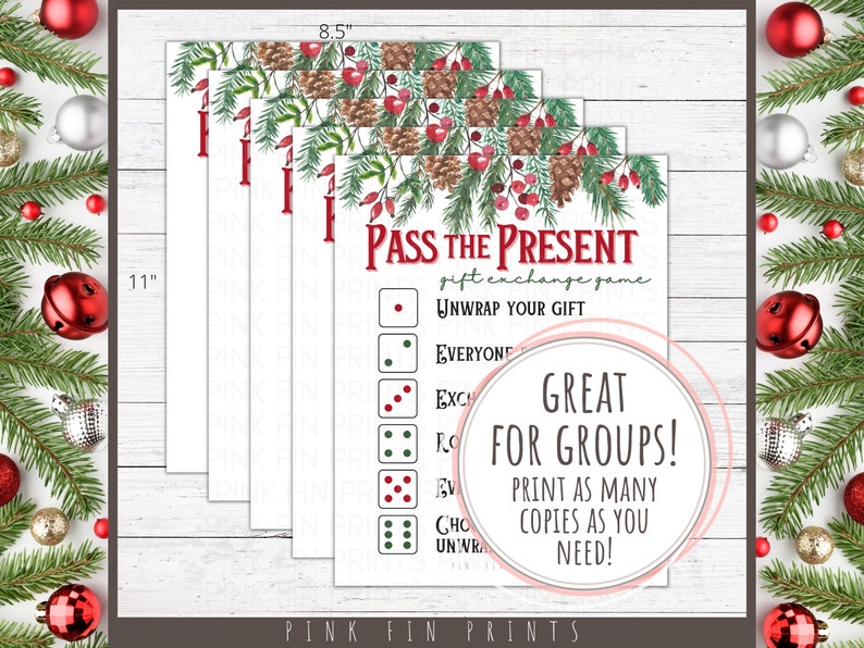Christmas Gift Exchange Game Printable, Pass the Present Game for ...